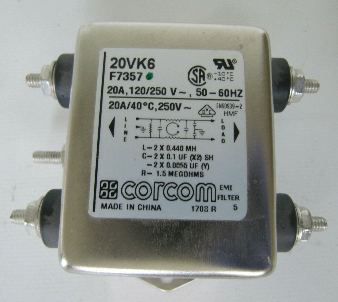 (NEW) Corcom EMI Filter 20A, 120V/250VAX 20VK6 F7357 | eBay