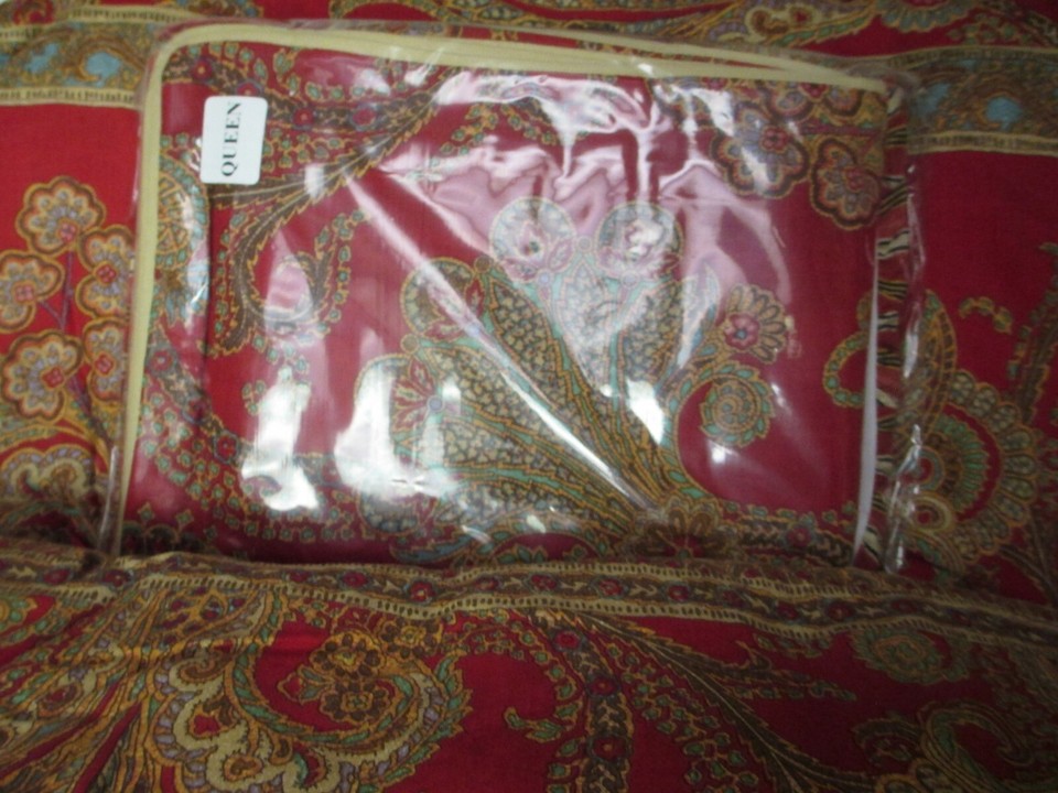 Chaps JULIETTE Bedding 4pc Red Paisley Floral Comforter Set - Queen | eBay
