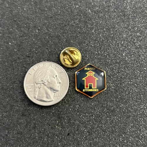 Perfect Attendance Student Award Schoolhouse Education Pin Pinback ...