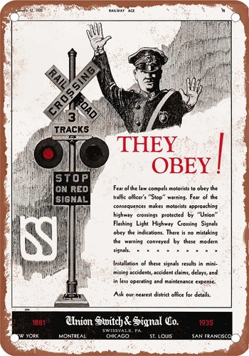 METAL SIGN - 1935 Union Switch & Signal Railroad Signals - Vintage ...