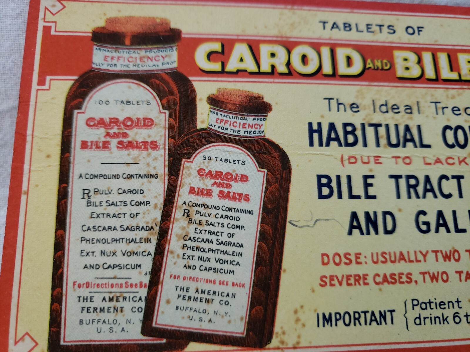 Caroid Bile Salts Tablets Quack Medicine Advertising Ink Blotter ...