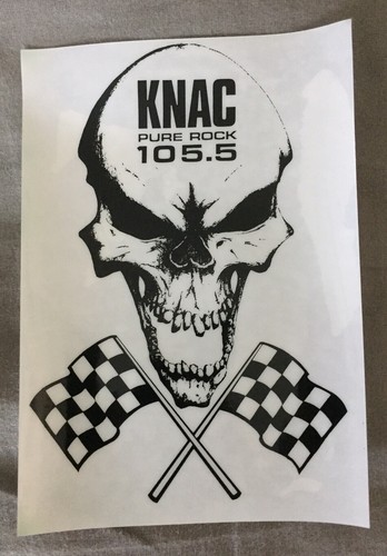 Pure Rock 105.5 KNAC Racing Skull Static Cling Sticker Long Beach Grand ...