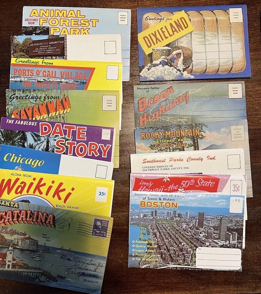 Vintage Lot of Souvenir Postcard Folder Folding Book Travel Booklets ...