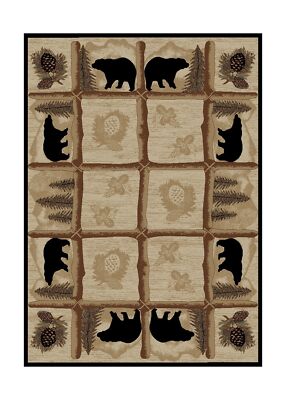 Rustic Lodge Area Rug, Bear Cabin, 8X10 | eBay