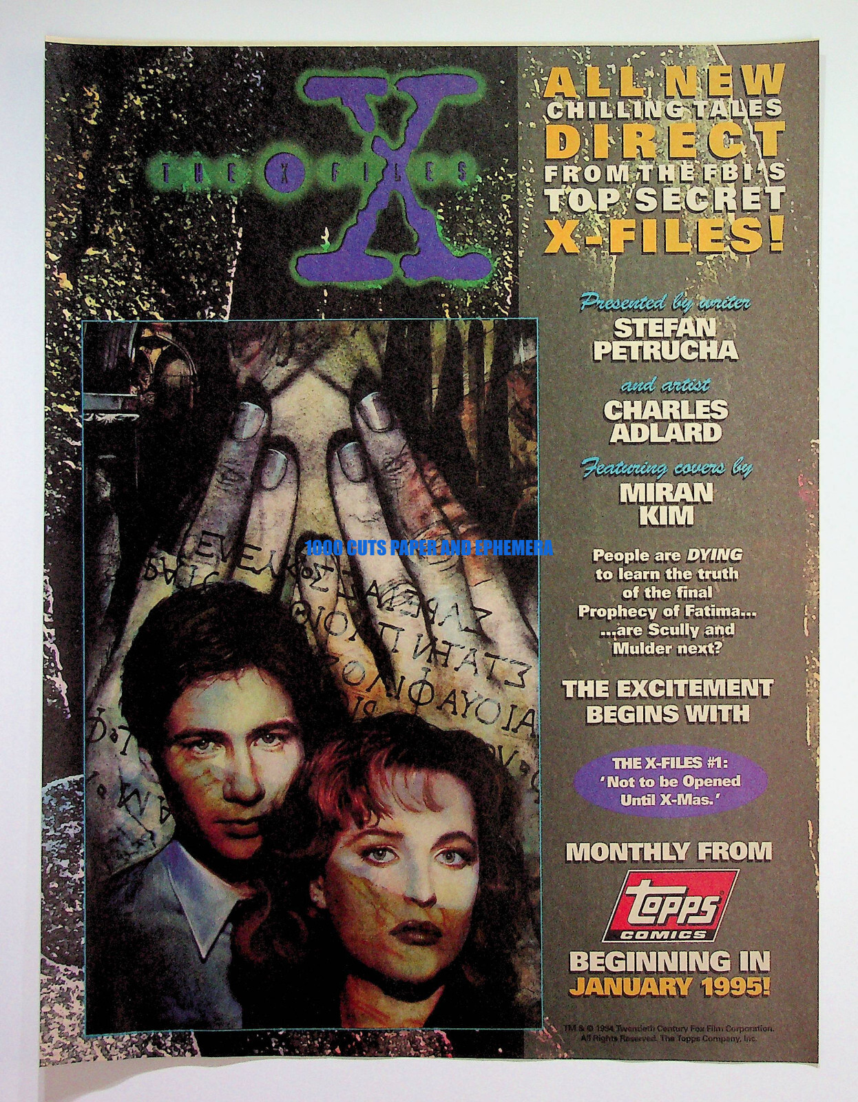 The X-Files Topps Comics 1994 Trade Print Magazine Ad Poster ADVERT | eBay
