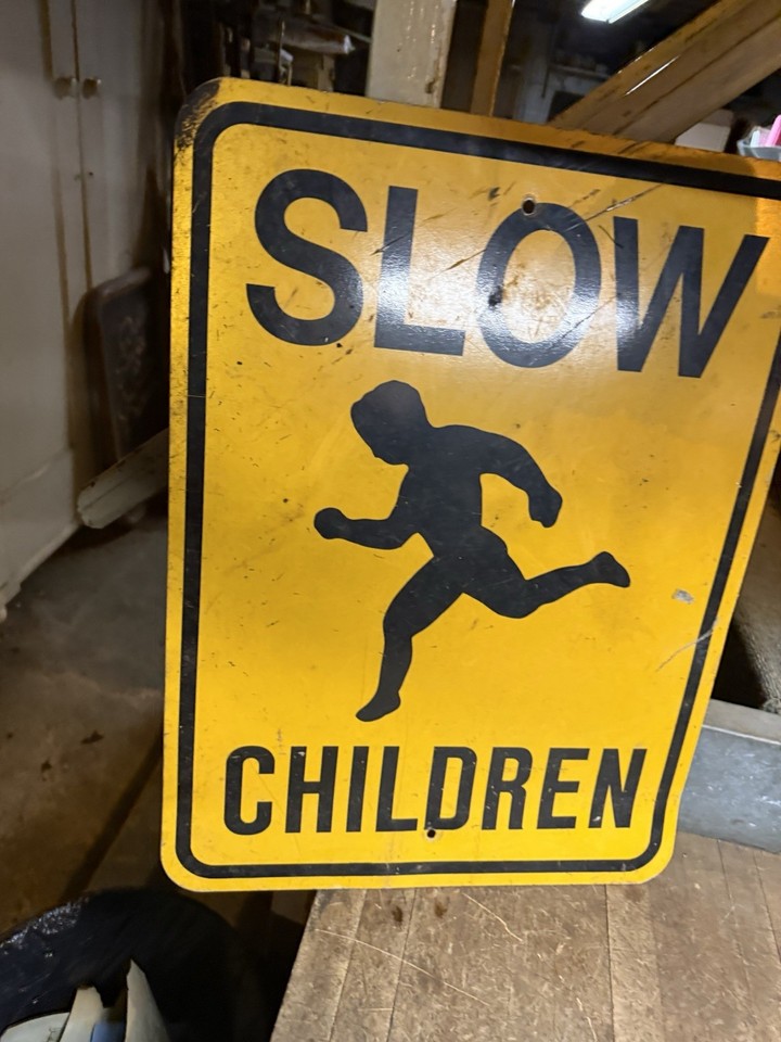 Vintage Old Slow Children Playing Graphic Metal Road Street RD ST Sign ...