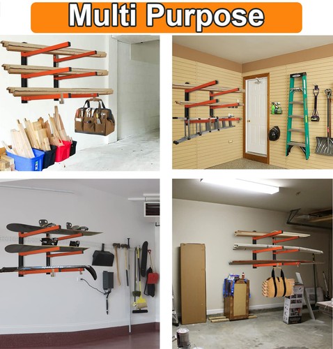 3-Level Lumber Storage Rack Heavy Duty Metal Wall Mount, Lumber Wood ...