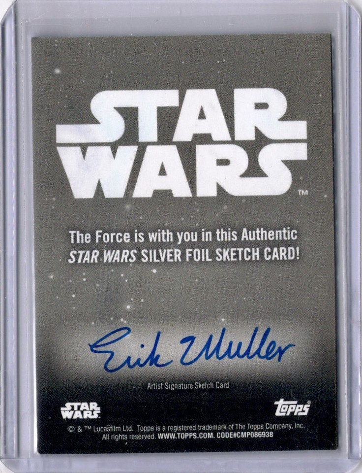 2025 Topps Chrome Star Wars Sketch Darth Vader Silver Foil Erik Muller Art 1/1 | eBay