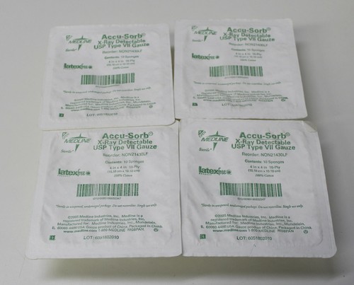 Lot of 4 pkgs Medline Accu-Sorb X-ray Detectable USP Type VII Gauze ...
