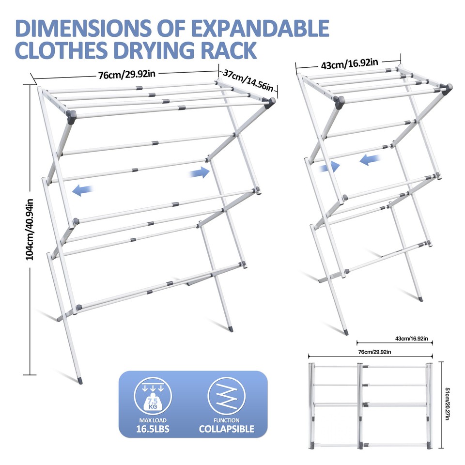 Household Indoor Telescopic Folding Clothes Drying Rack Dry Laundry ...