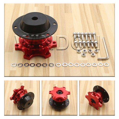 HQ RED UNIVERSAL CAR QUICK RELEASE SNAP OFF STEERING WHEEL HUB ADAPTER ...