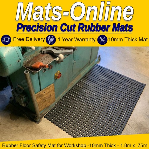 Heavy Duty Perforated Non Slip Rubber Workshop Mat (10mm Thick) 1830mm ...
