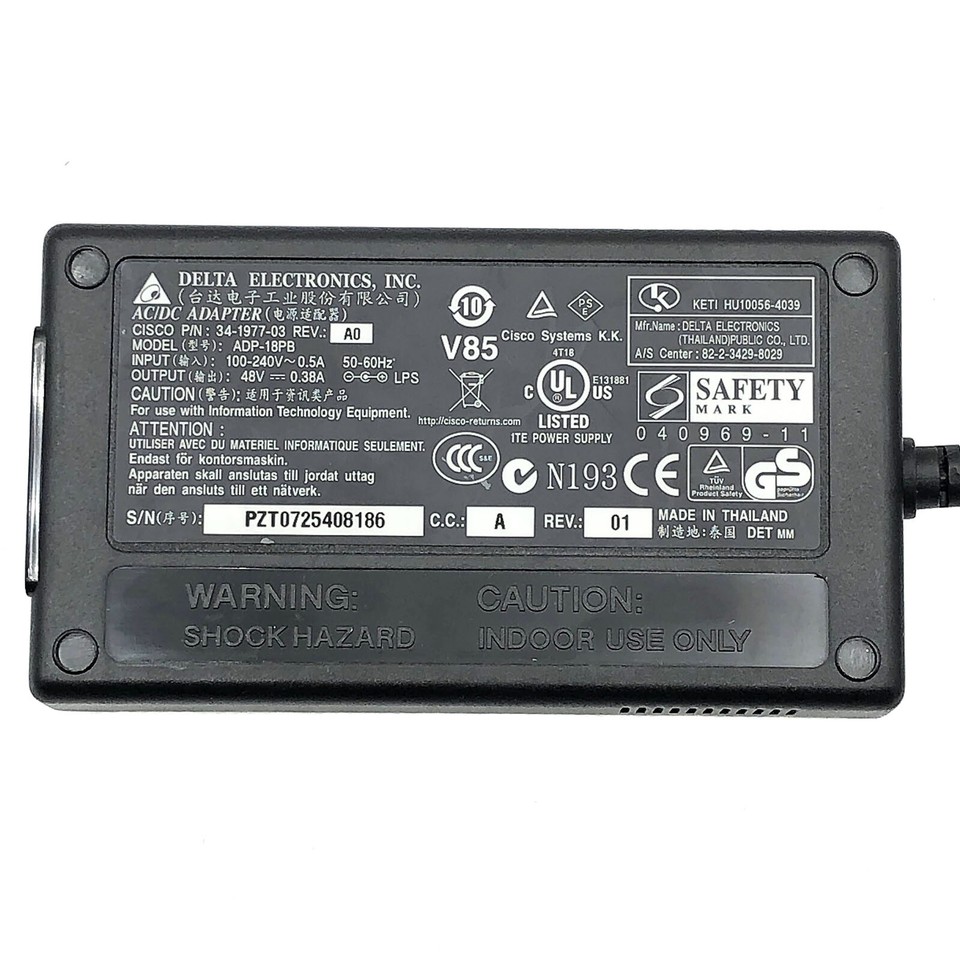 Genuine Delta AC Adapter For Cisco CP-7811 CP-7821 CP-7841 IP Phone 48V ...