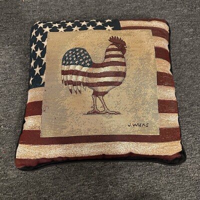 J Wiens Throw Pillow Stars And Stripes Tapestry Patriotic Rooster 16 x ...