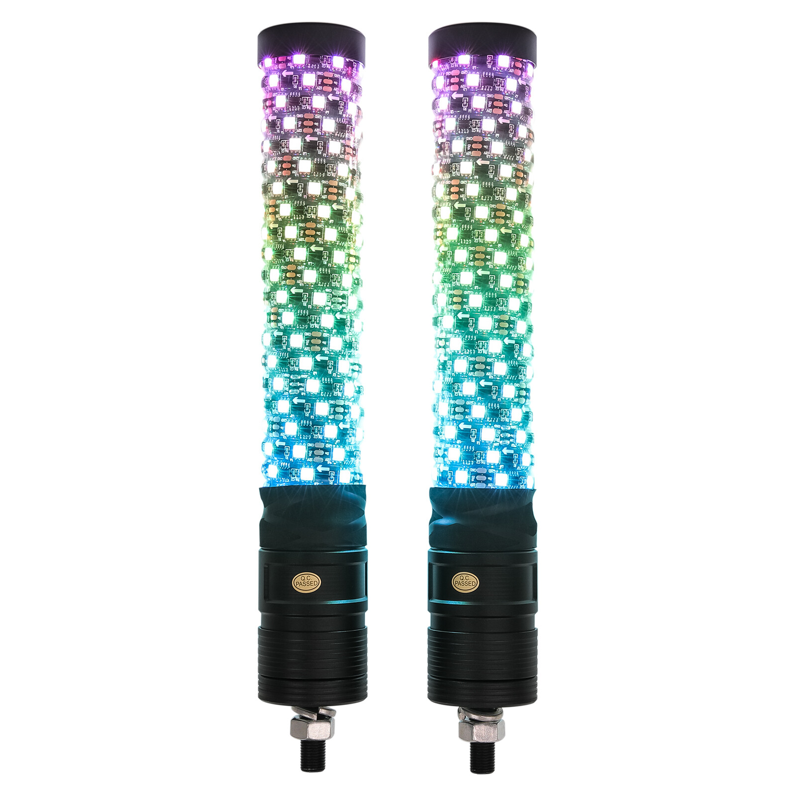 2FT Thick LED Whip Spiral Chasing RGB Fat Whip Lights For Can Am ...