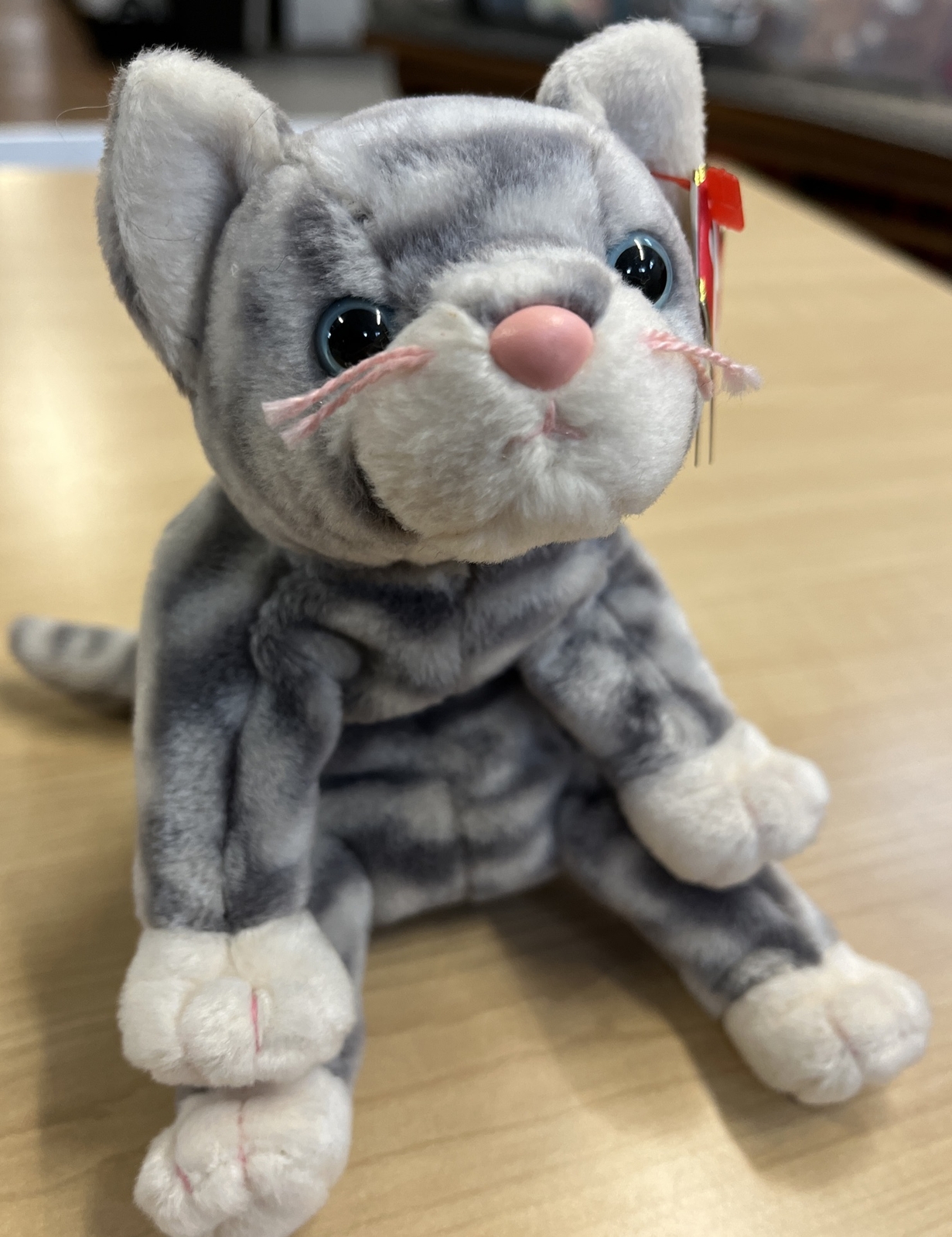 1999 RARE & RETIRED TY BEANIE BABY~SILVER THE GREY TABBY CAY KITTEN 8 ...