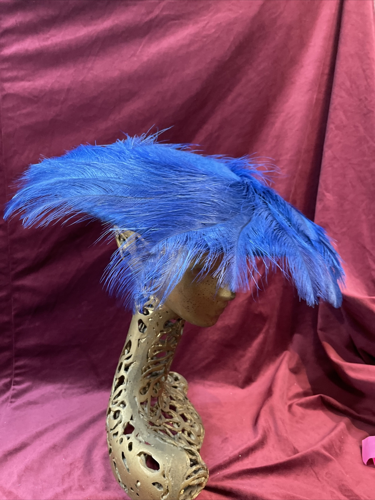 Vintage Saucer Blue Peacock Feathers Hat 1950s Flo ra… - Gem