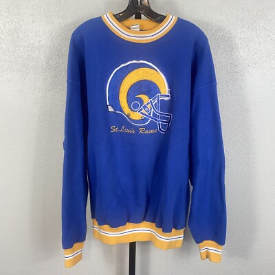 Vintage 90's St. Louis Rams Sweatshirt Blue Gold Helmet Legends Men's ...