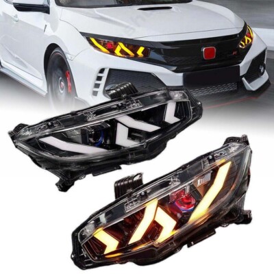 LED Sequential Headlights For 2016-2021 Honda Civic Sedan 10th Gen ...