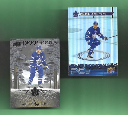 BOTH! AUSTON MATTHEWS-TORONTO MAPLE LEAFS! 2023-24 UD DEEP ROOTS/PC'S ...