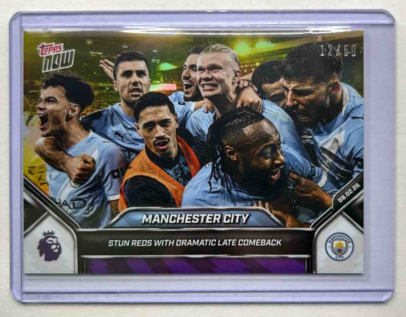 Manchester City 2025-26 Premier League Topps Now #135 Gold Foil 12/50 ...
