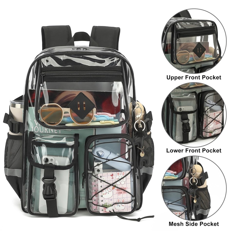Clear Backpack for Girls Women, Heavy Duty Transparent School Backpack ...