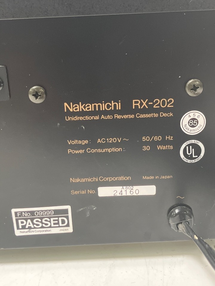 Nakamichi Unidirectional Cassette Deck RX-202 - Powers On - For Parts or Repair | eBay