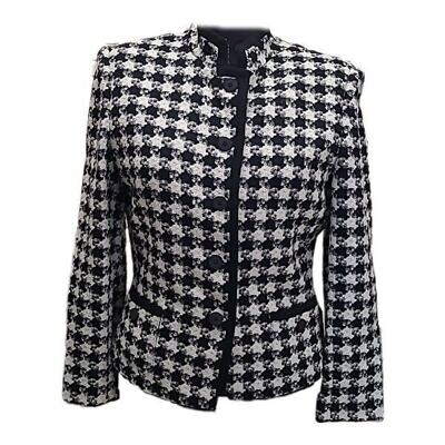 Vintage Kasper and Company ASL Womens Wool Black Houndstooth Jacket ...