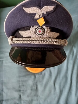 WW2 German Luftwaffe Officers Visor Cap - Size L 58/59cms | eBay