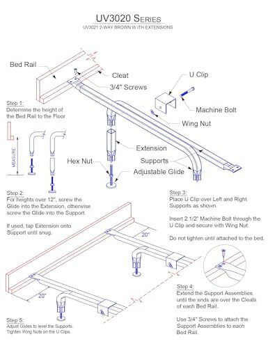 Bed Slats Center Support System | Adjustable Length & Height Tubular ...