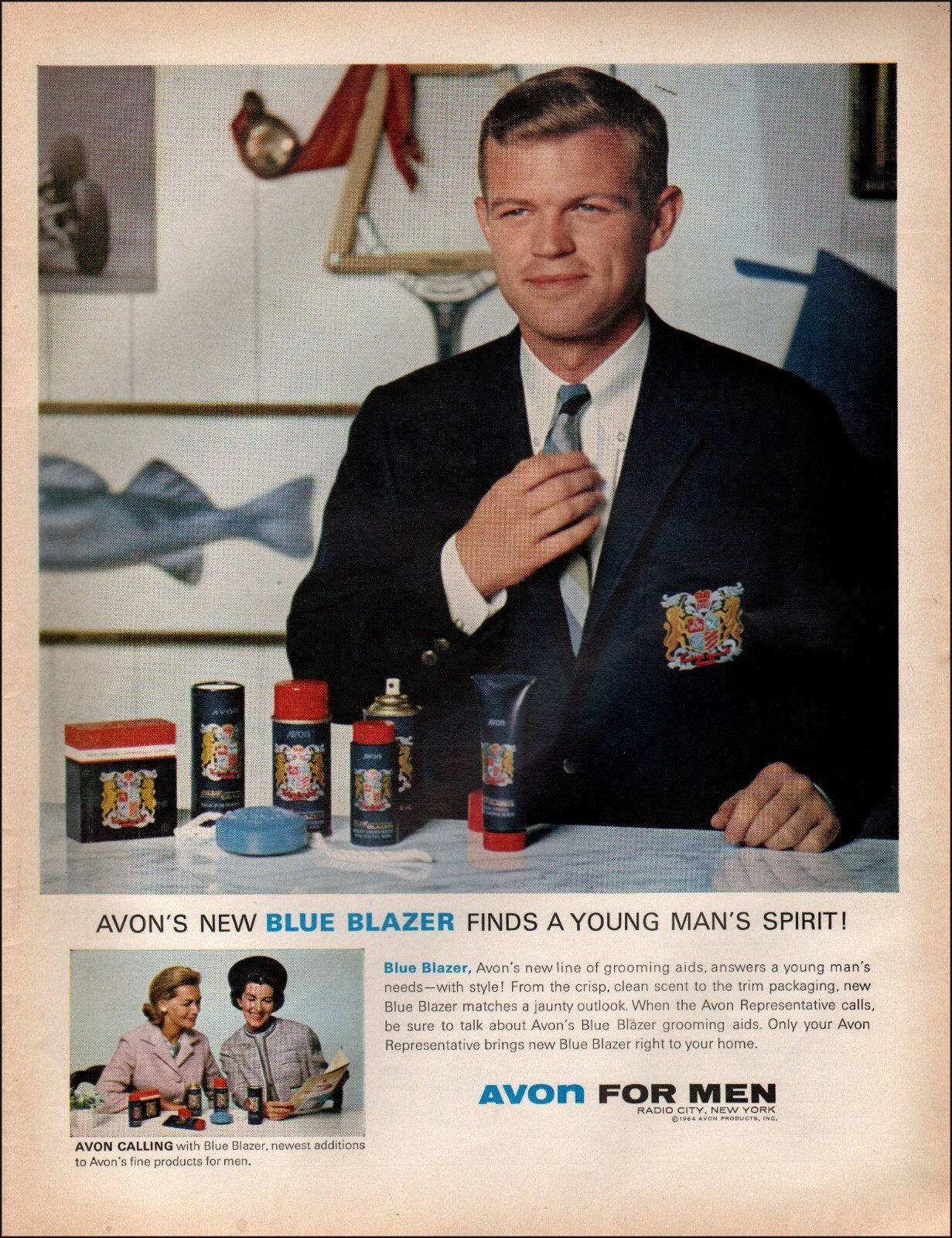 1964 Vintage ad Avon for Men Blue Blazer retro grooming aids Suit tie ...