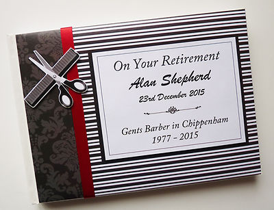 Personalised Barber Retirement guest book, barber retirement gift ...
