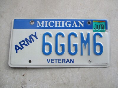 Michigan 2008 Army Veteran license plate # 6 GGM 6 | eBay