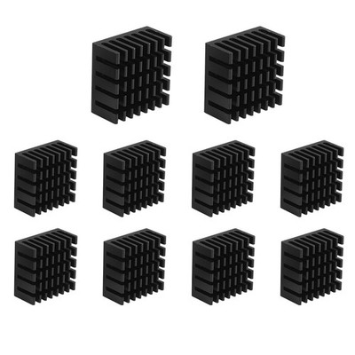 10 Pcs Black Aluminum Cooler Radiator Heat Sink Heatsink 20mm x 20mm x ...
