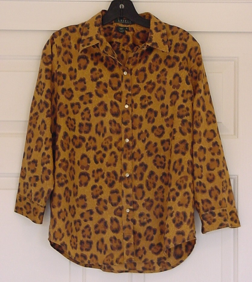 Leopard Print LAUREN RALPH LAUREN Green Label 100% Cotton Button Down ...