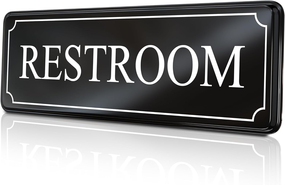 Bathroom Sign For Home Outdoor/Indoor Restroom Signs | Black & White