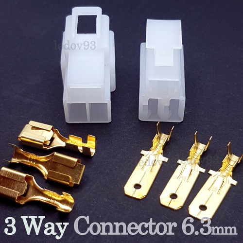 3 Way 6.3mm Pin Electrical Wiring Connector Terminals Motorcycle Car 3 ...