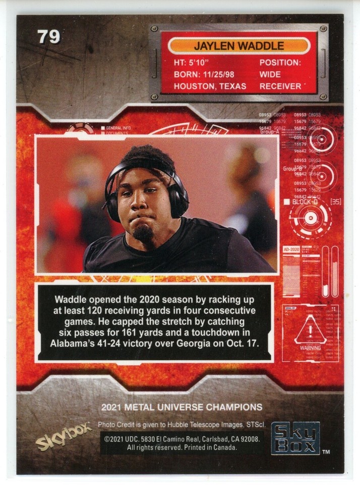 2021 Skybox Metal Universe Champions #79 Jaylen Waddle RC (Football) | eBay