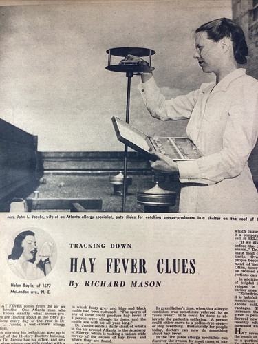 Atlanta GA Print Article 1948 AJC Hay Fever Dr John Jacobs Helen Baylis ...