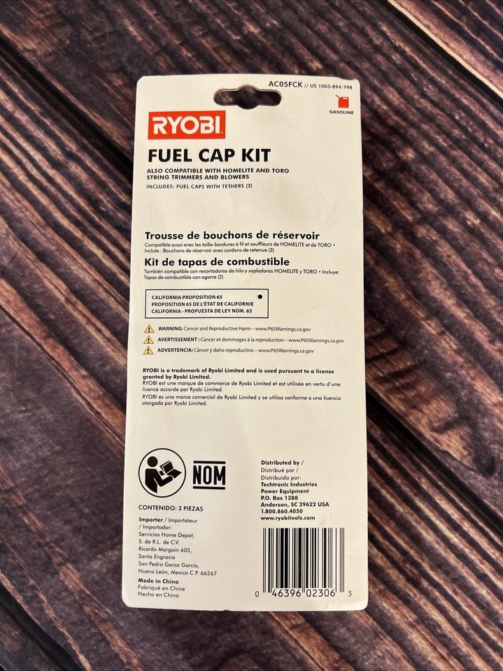 RYOBI Fuel Cap Kit AC05FCK Compatible HOMELITE & TORO String Trimmers ...