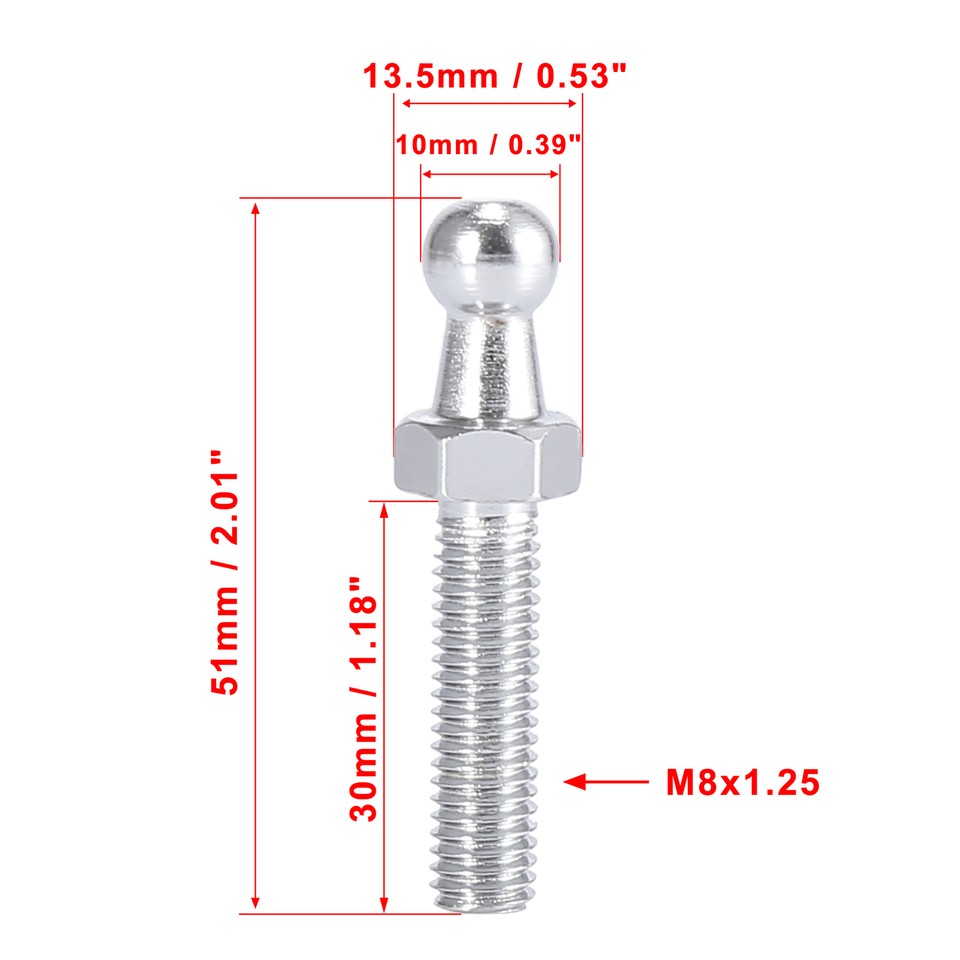 Universal Pack(2) 10mm M8x30mm Car Gas Strut Ball Studs Kit for Gas ...