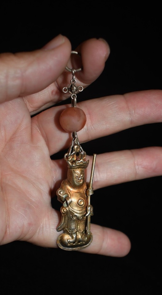 Antique Ching Period Han Chinese Gilt Silver Hat Necklace w/ Coral ...