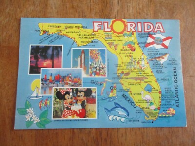 Florida Map Postcard Unposted with Points of Interest in Florida | eBay