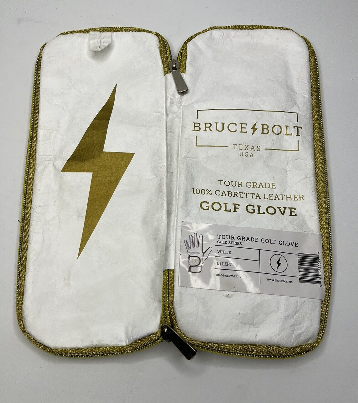 Bruce Bolts Tour Grade Golf Glove Gold Series Large White Left (BAG ...