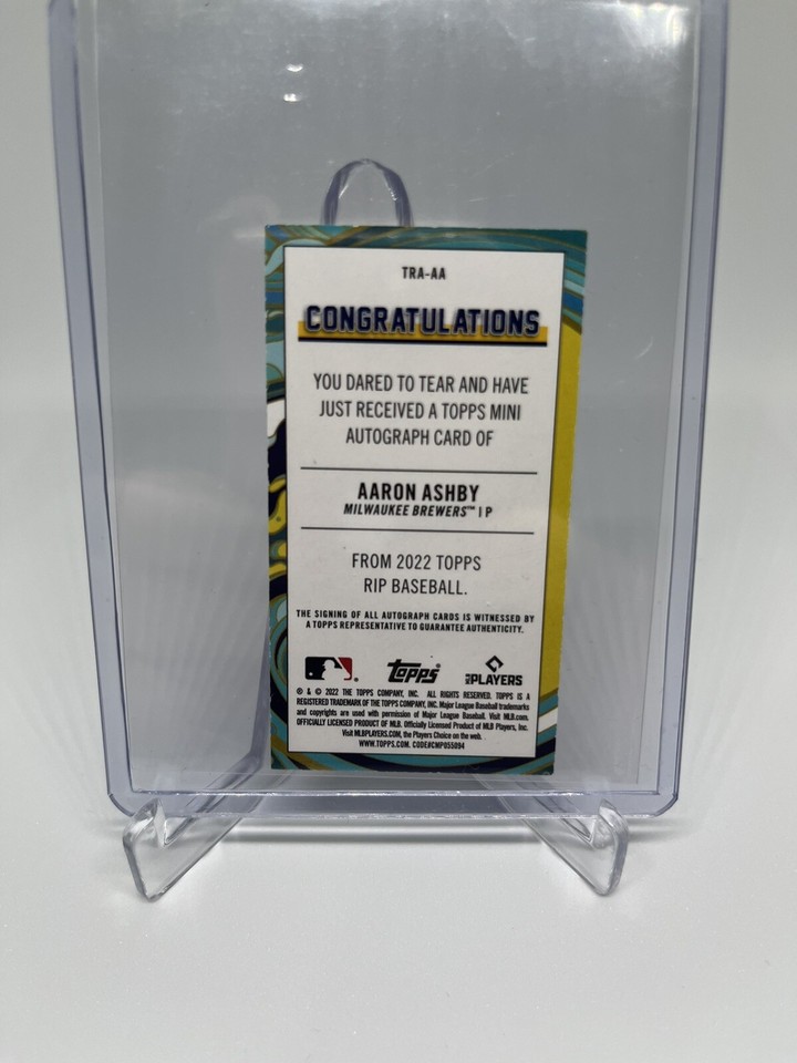 2022 Topps Rip Baseball Mini Autograph AARON ASHBY RC Brewers 16/50 | eBay