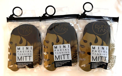 3 X PURE TAN - MINI FACIAL TANNING MITT - DOUBLE SIDED - BRAND NEW AND ...