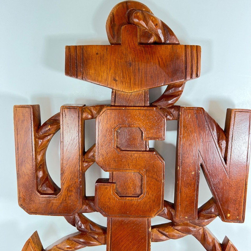 Vintage USN Anchor Navy Insignia Carved Wood Wall Plaque 18”x11” | eBay