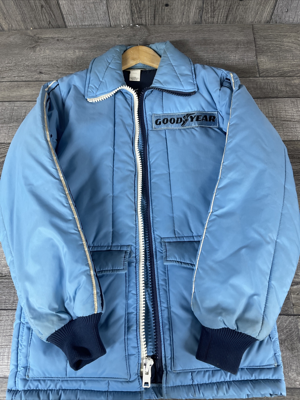 Vintage #43 Richard Petty Crew Member GOODYEAR PUFFER Blue Jacket Size ...