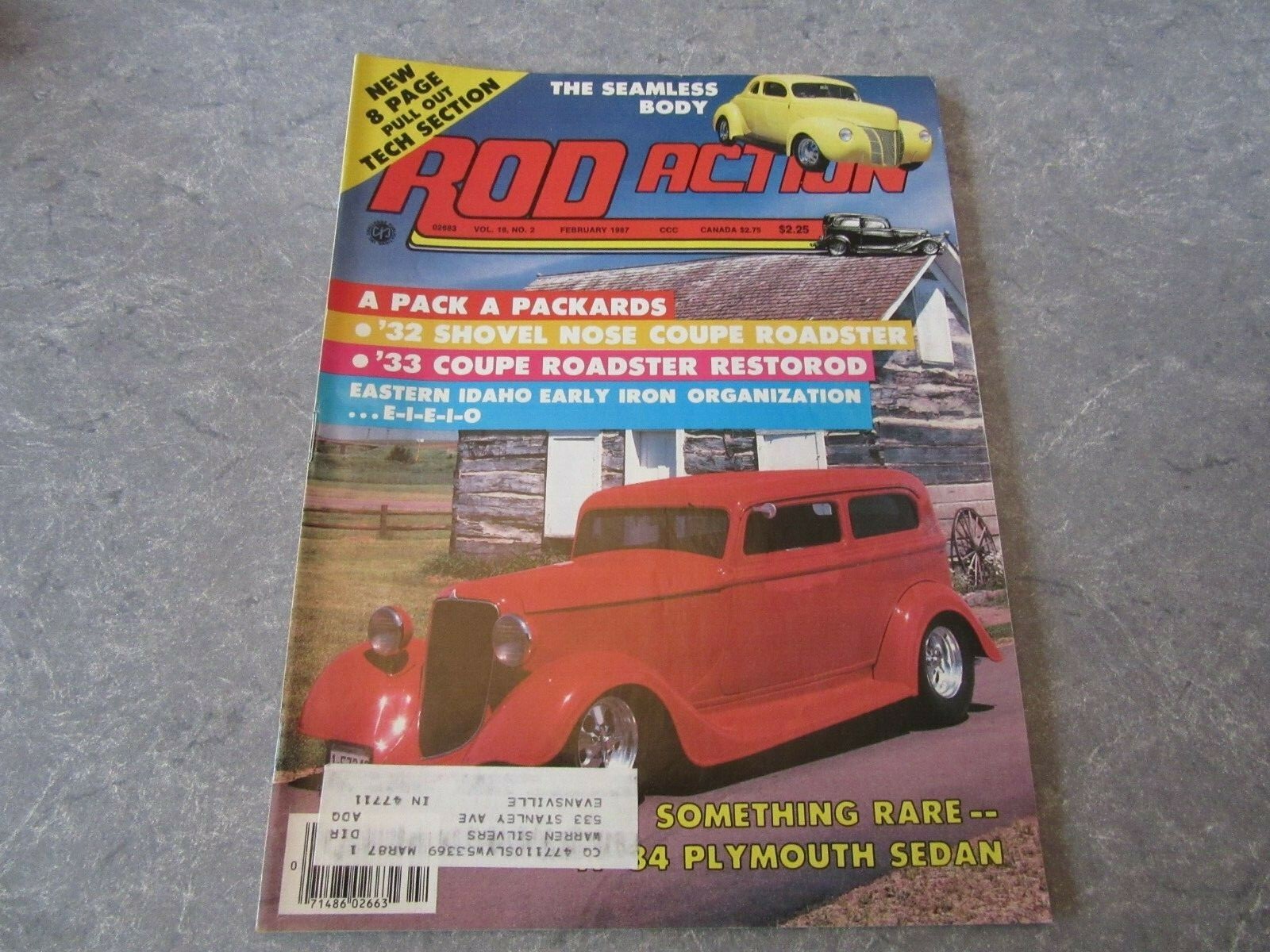 ROD ACTION Magazine, FEBRUARY 1987 SHOVEL NOSE STREET ROD '32 PACKARD ...