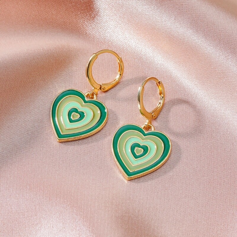 Eye Catching Heart Earrings Lightweight Ear Jewelry Heart Drop Earrings ...